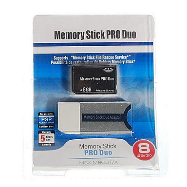 8GB Memory Stick PRO DUO Memory Card and Memory Stick Duo Adapter 81336 ...