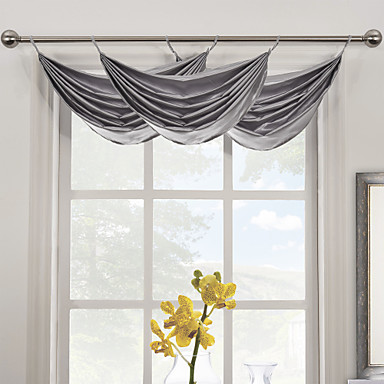 Contemporary Grey Solid Waterfall Valance 25Wx16"L (One Piece) 874557 ...
