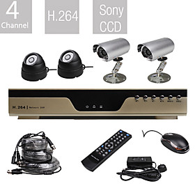 Entry-level All-in-one 4ch Dvr Kit With 4 Sony Cameras (h.264, Vga ...