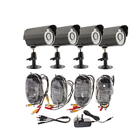 Day/night Security Camera 4 Pack For Diy(4 Waterproof Outdoor Cameras ...