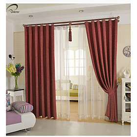 One Panel Red Solid Linen / Cotton Blend Panel Curtain | Voomia