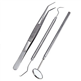 3pcs Stainless Steel Dental Instruments Mouth Mirror Explorer Plier Kit ...