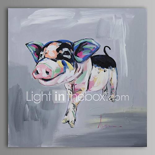 Oil Painting Modern Abstract Pig Hand Painted Canvas with Stretched ...