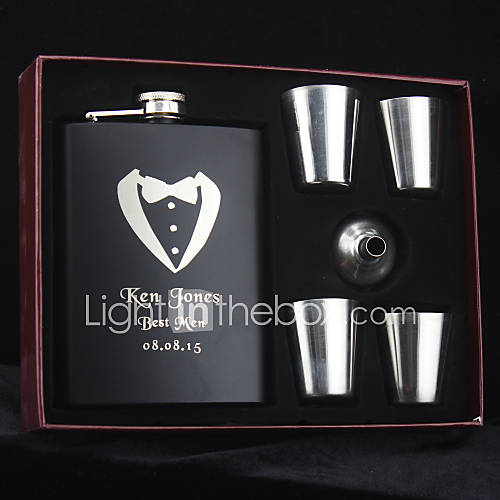 Personalized Stainless Steel Hip Flasks 8-oz Flask Set 6 pieces 4324079 ...